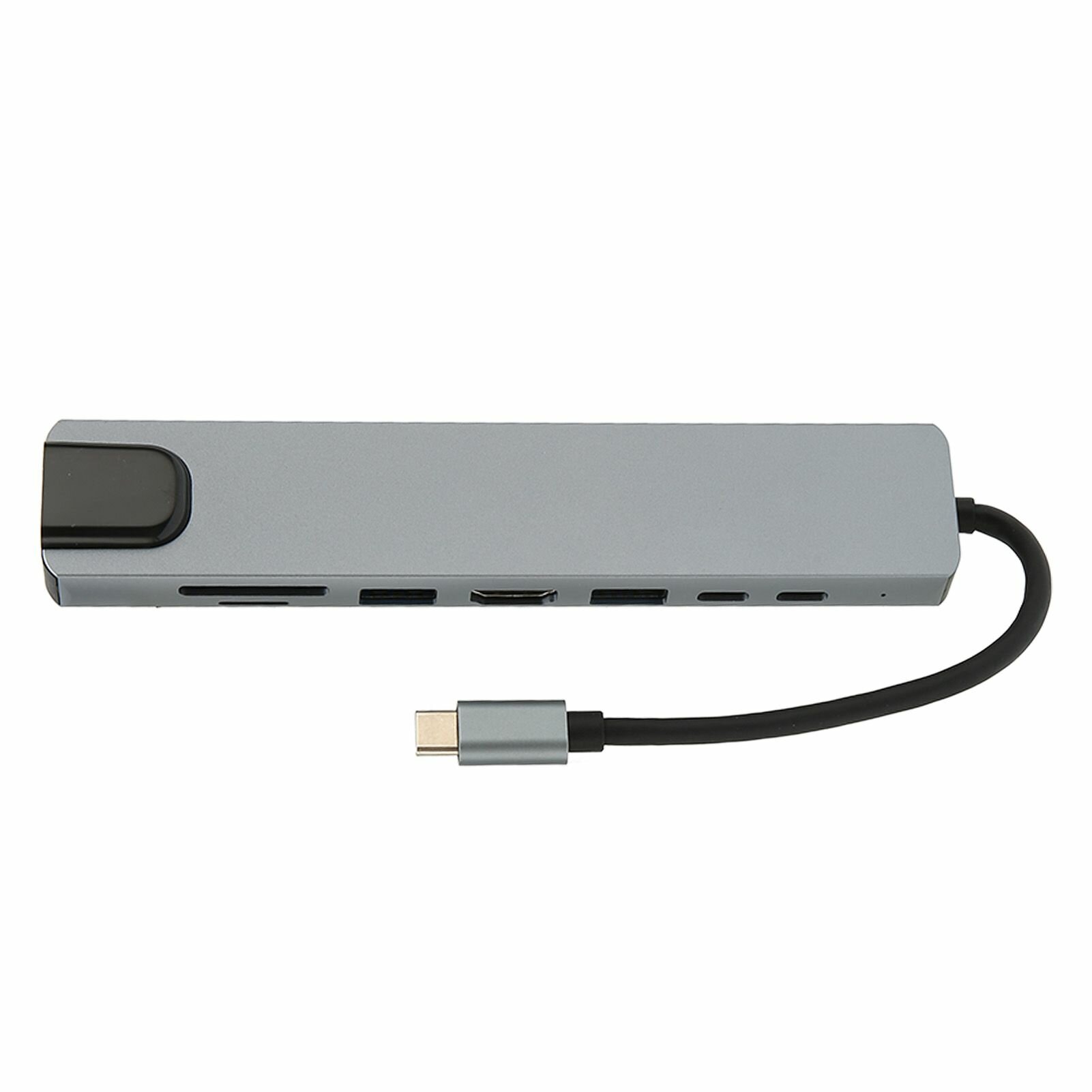 Док-станция 8 в 1 Type C с PD, USB C, USB3.0, USB2.0, Картридер, HDMI, RJ45, Серый