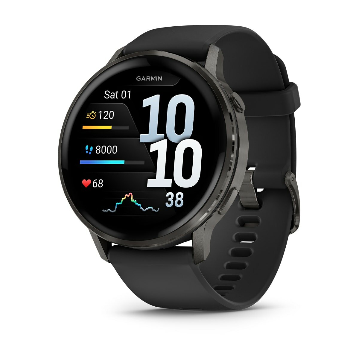 Garmin Venu 4 - 45 мм, темно-серый с черным ремешком