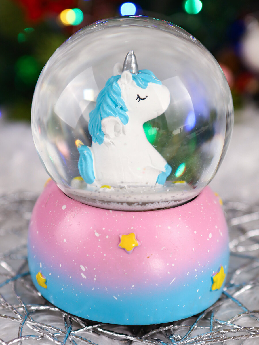Снежный шар MILAND "Красивый единорог", музыкальный, заводной механизм, диаметр 10 см