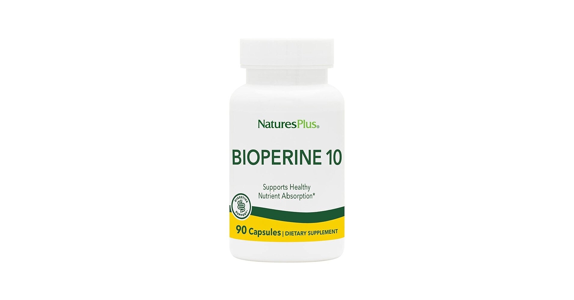 Natures Plus, Bioperine, Биоперин 10 мг, Поддержка пищеварения, 90 капсул