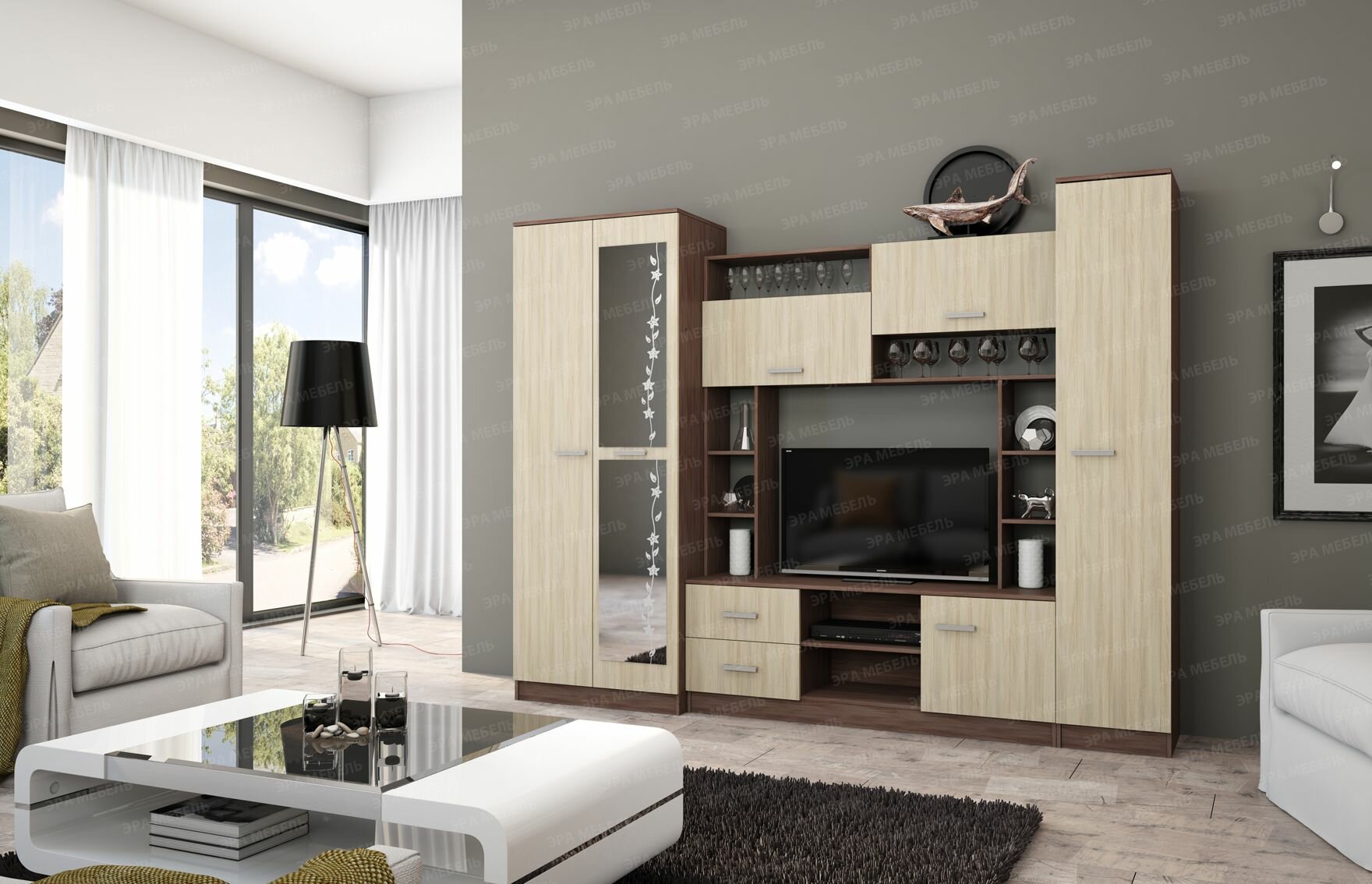 ЛДСП Гостиная МАРТА-11 Ясень Шимо (Эра)