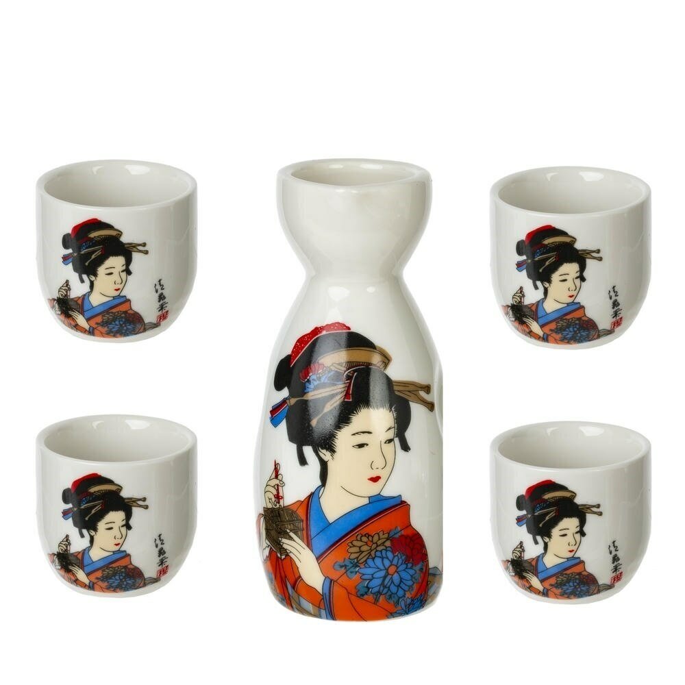 Набор для саке: графин 140 мл и 4 стакана 35 мл, L=18,5 W=7 H=15 см