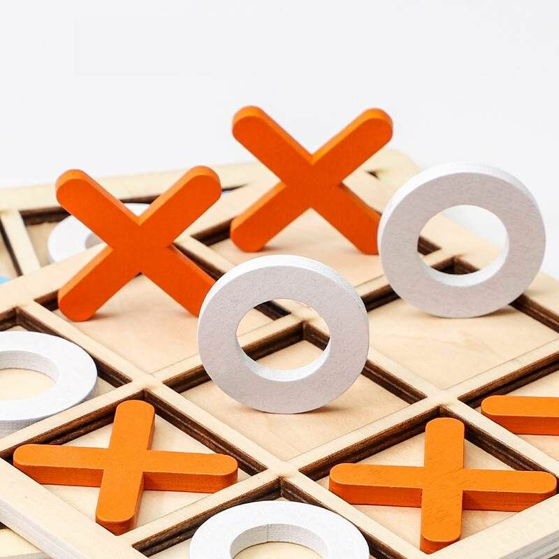 Деревянные девять решеток XO Tic Tac Toe Board Детские образовательные настольные игры