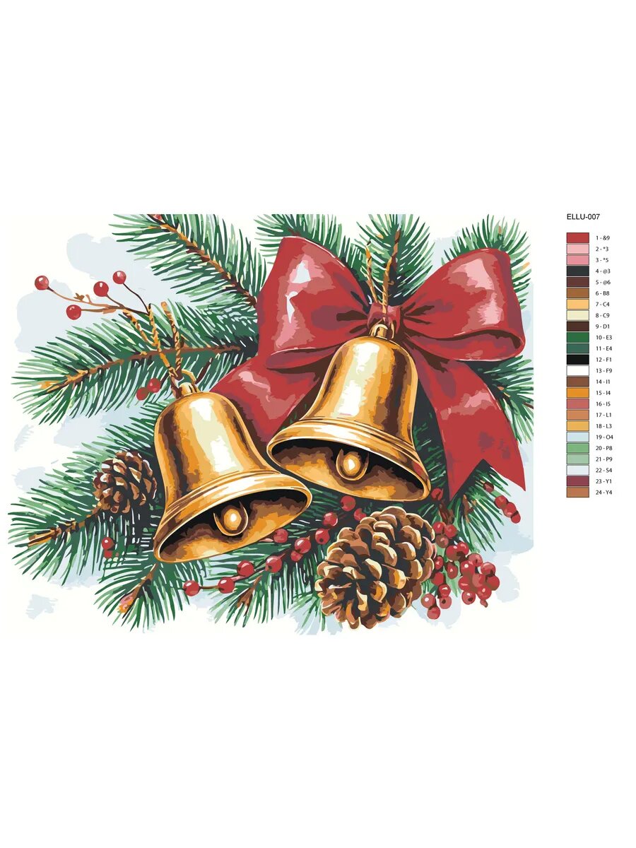 Картина по номерам, 40 x 50, ELLU-007, колокольчики