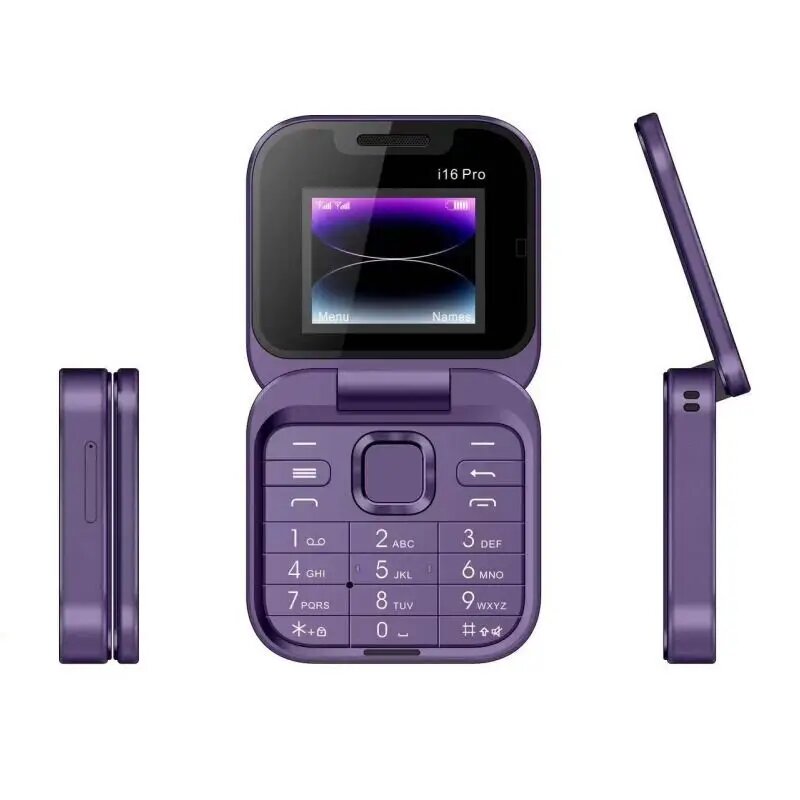 I16 Pro MIni Fold Mobile Phone 2G GSM Dual SIM Card Speed Dial Video Player Magic Voice 3.5mm Jack FM Small Flip CellphoneDual S