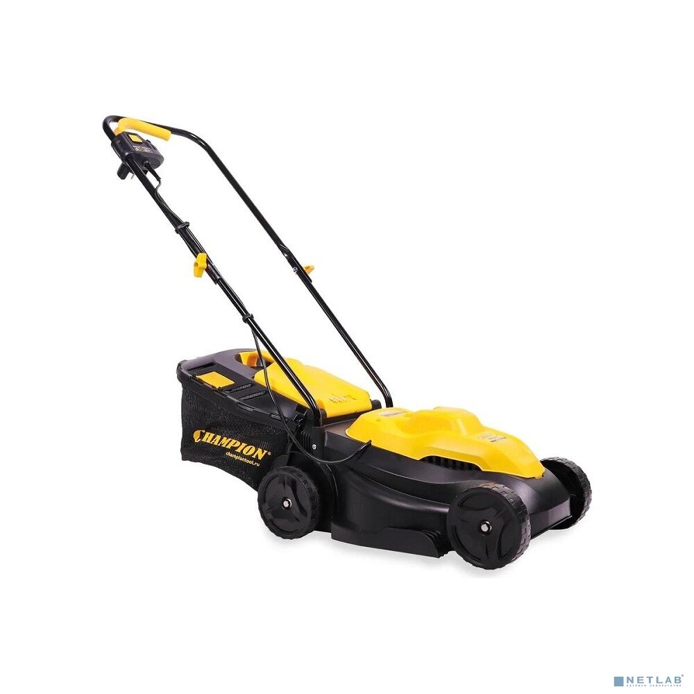 CHAMPION Газонокосилка эл. EM3411 { 1 кВт пласт+ткань 30л шир.320мм выс.25-65мм, 6,4кг }