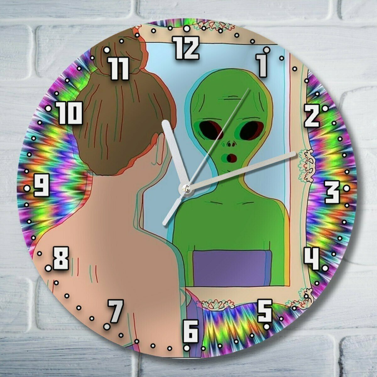 Настенные часы УФ с рисунком психоделика - 123