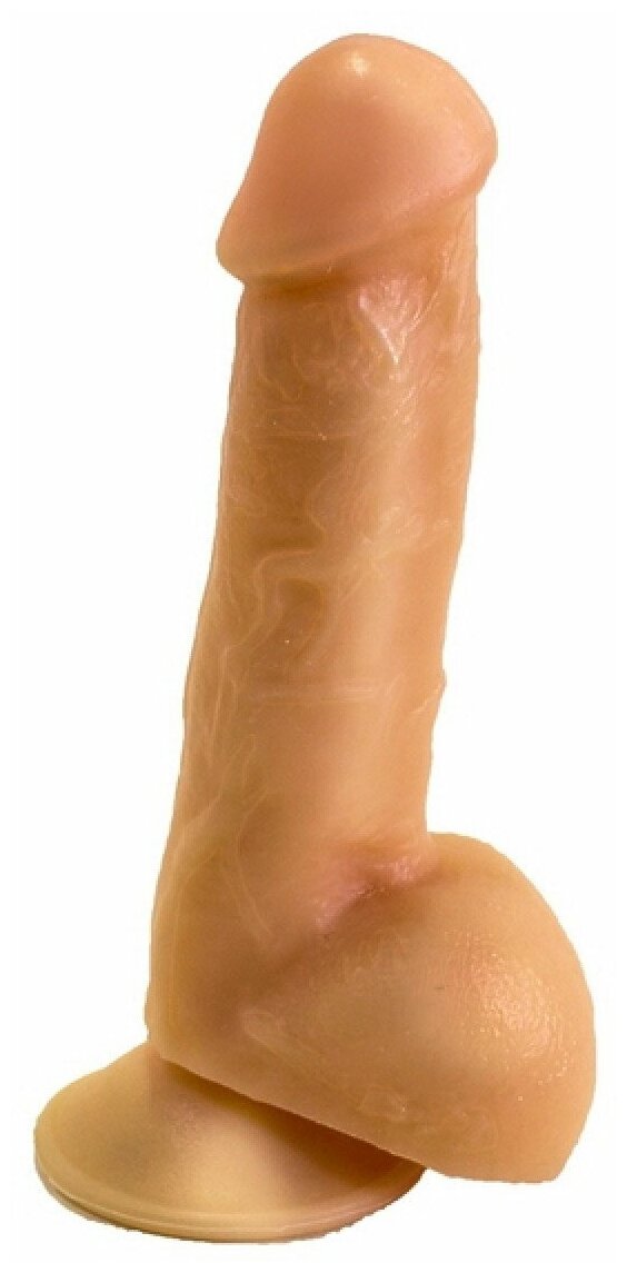 Реалистичный фаллос с мошонкой на присоске