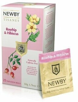 Чай Newby Шиповник и Гибискус травяной 25 пакетиков, 443313