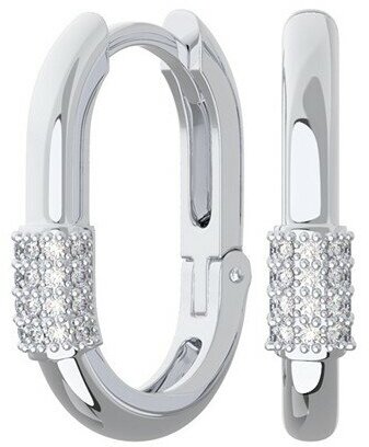 Серьги конго, серебро, 925 проба, фианит