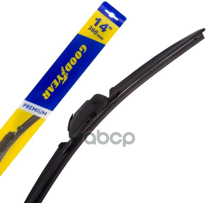 Щетка стеклоочистителя GOODYEAR бескаркасная Premium 14 (360мм) всесезонная 8 адаптеров GOODYEAR арт. GY000434 - высокое