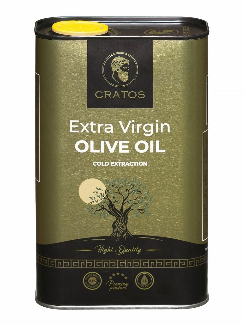 Оливковое масло Cratos Extra Virgin GOLD нерафинированное первого холодного отжима 1л, Греция, жестяная банка