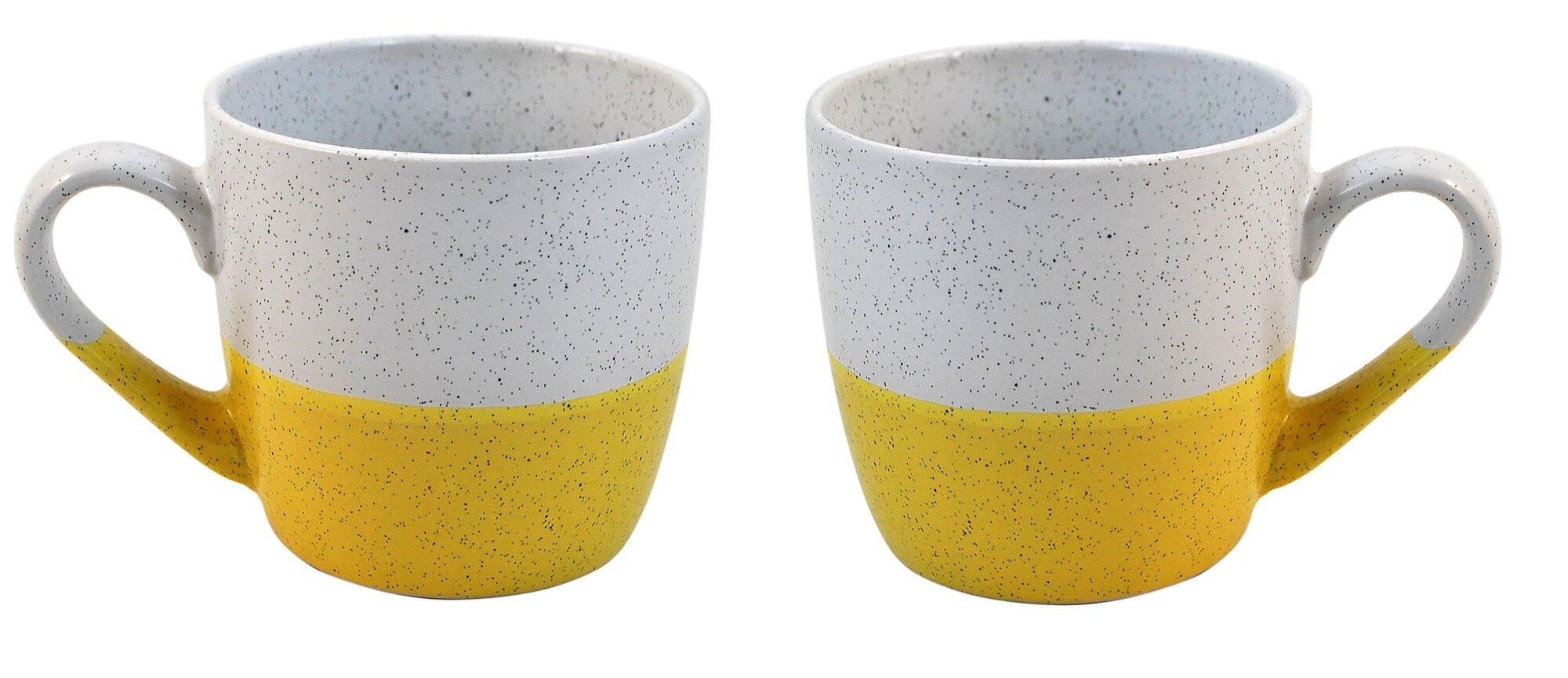 Набор кружек "Stone barrel", комплект кружек для чая керамические / "федерация", желтая, белая, 370 мл. - 2 шт.