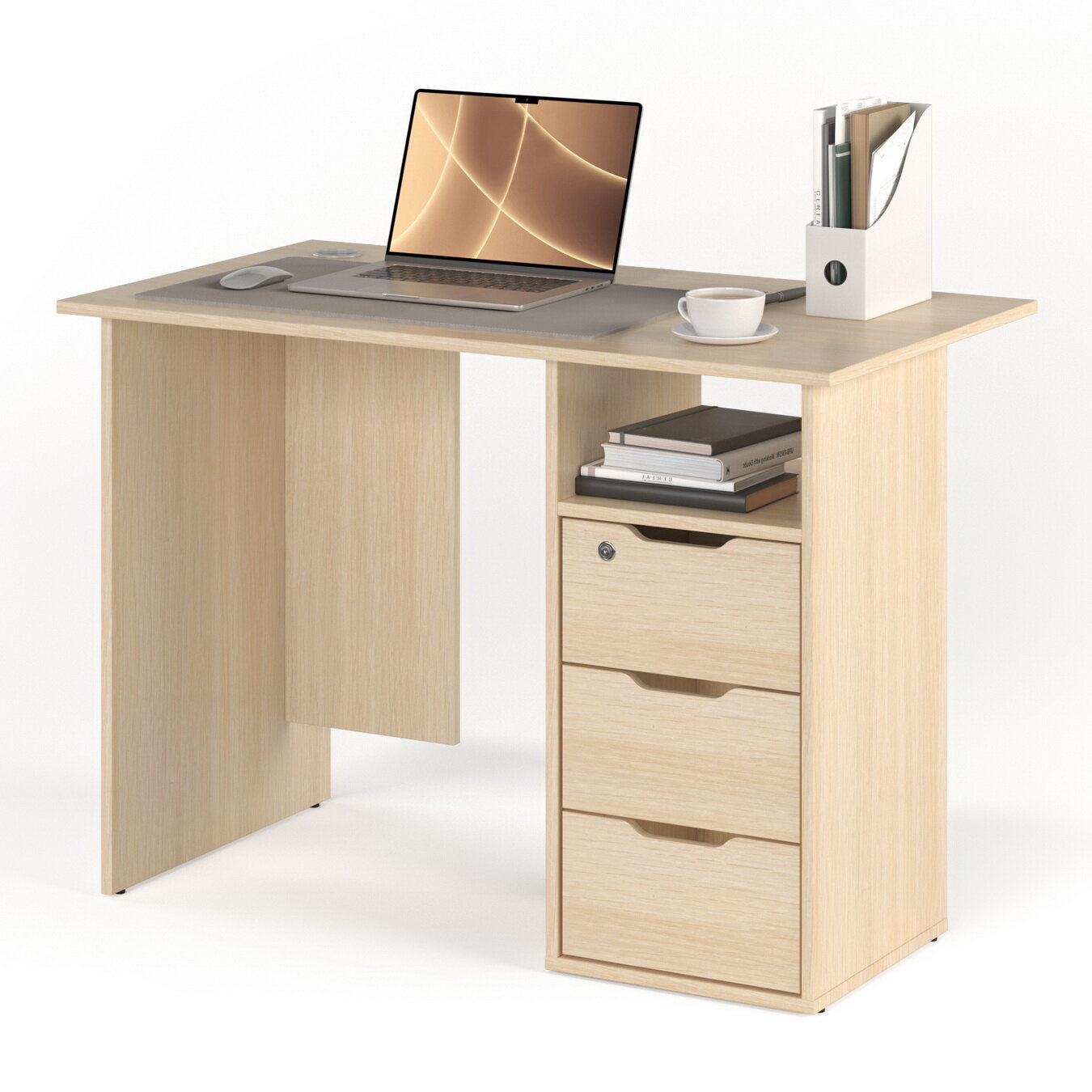Стол письменный БАНГА-53 правый Дуб молочный