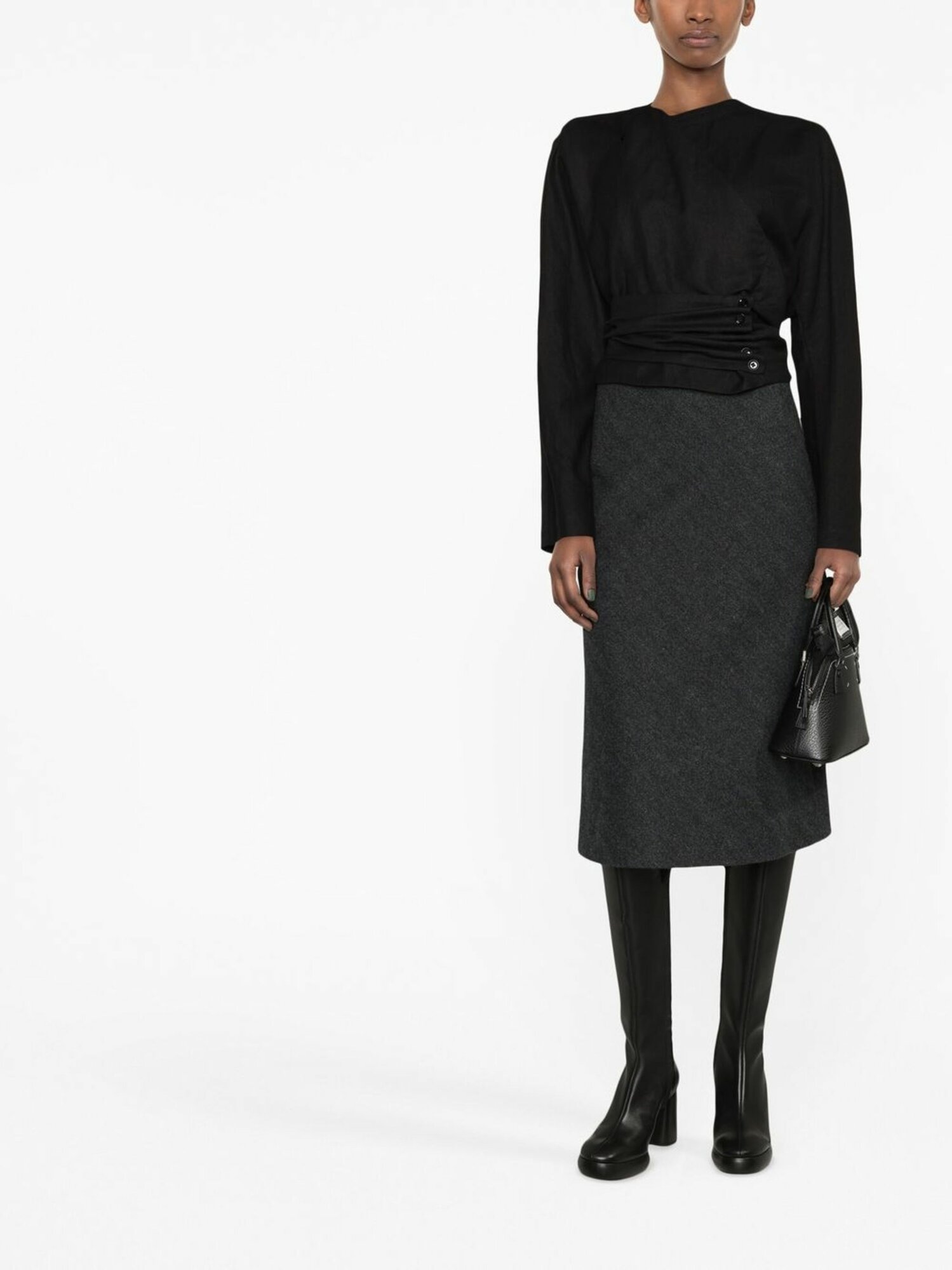 Юбка Maison Margiela Herringbone A-line skirt, размер 42, grey — фото 1