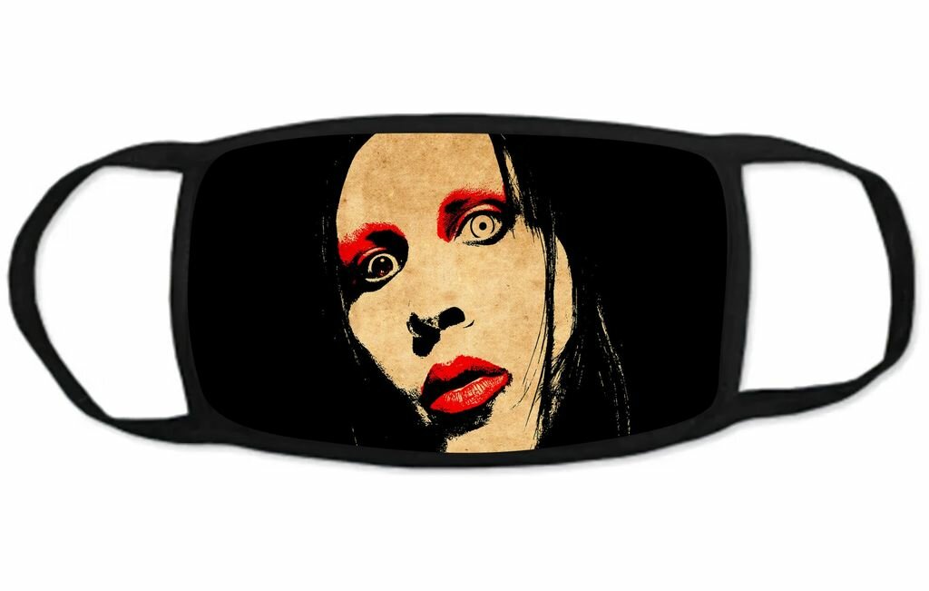 Маска на лицо Marilyn Manson, Мэрилин Мэнсон №4, Взрослая - 20 на 12,5 см