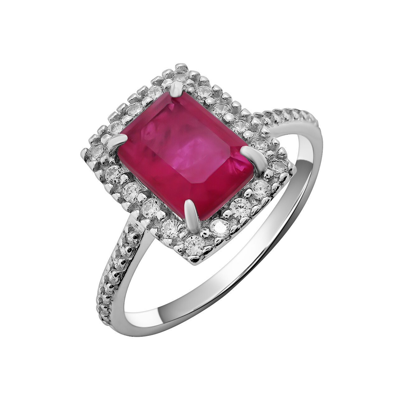 Кольцо, серебро, 925 проба, горный хрусталь, фианит