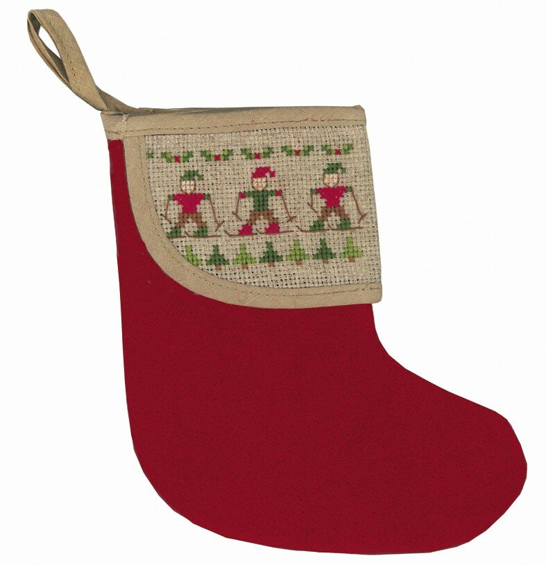 Набор для вышивания Le Bonheur des Dames #7051 Сапожок "Skieurs" (Лыжники), Счетный крест, 12 х 14 см