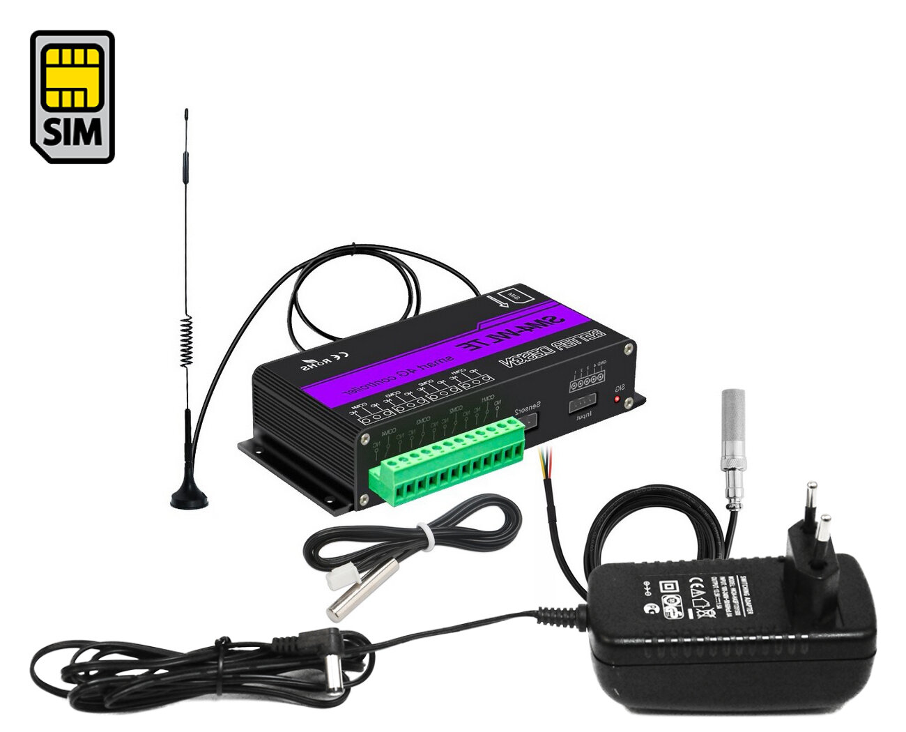4G GSM пульт дистанционного управления Straz Mod: SM42-EU (Upravlyator) (F1650EU), 4 реле ввода/вывода, датчики температуры и влажности, работа по ра