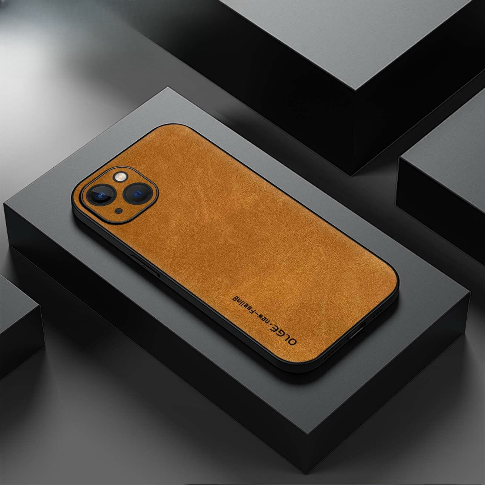 Роскошный кожаный чехол для смартфона Apple iPhone 15(на Айфон 15) защитный чехол