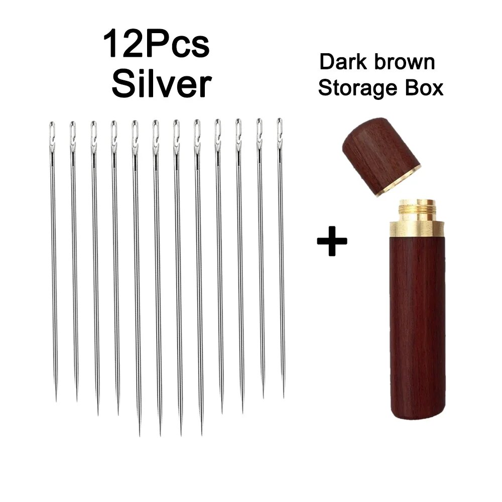 Иглы для шитья из нержавеющей стали 24 шт. Коричневый, 12 PCS Silver Set 2