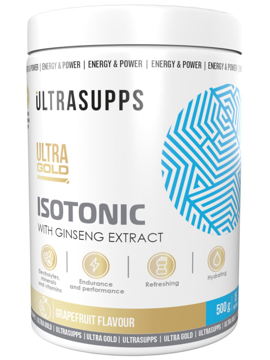 Изотоник + женьшень UltraSupps Ultra Gold Isotonic - 500 г, грейпфрут