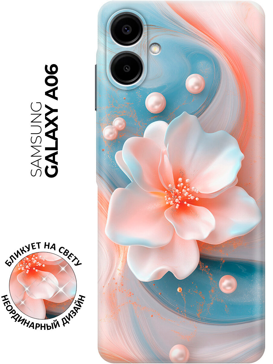 Силиконовый чехол на Samsung Galaxy A06 с принтом "Мраморный цветок"
