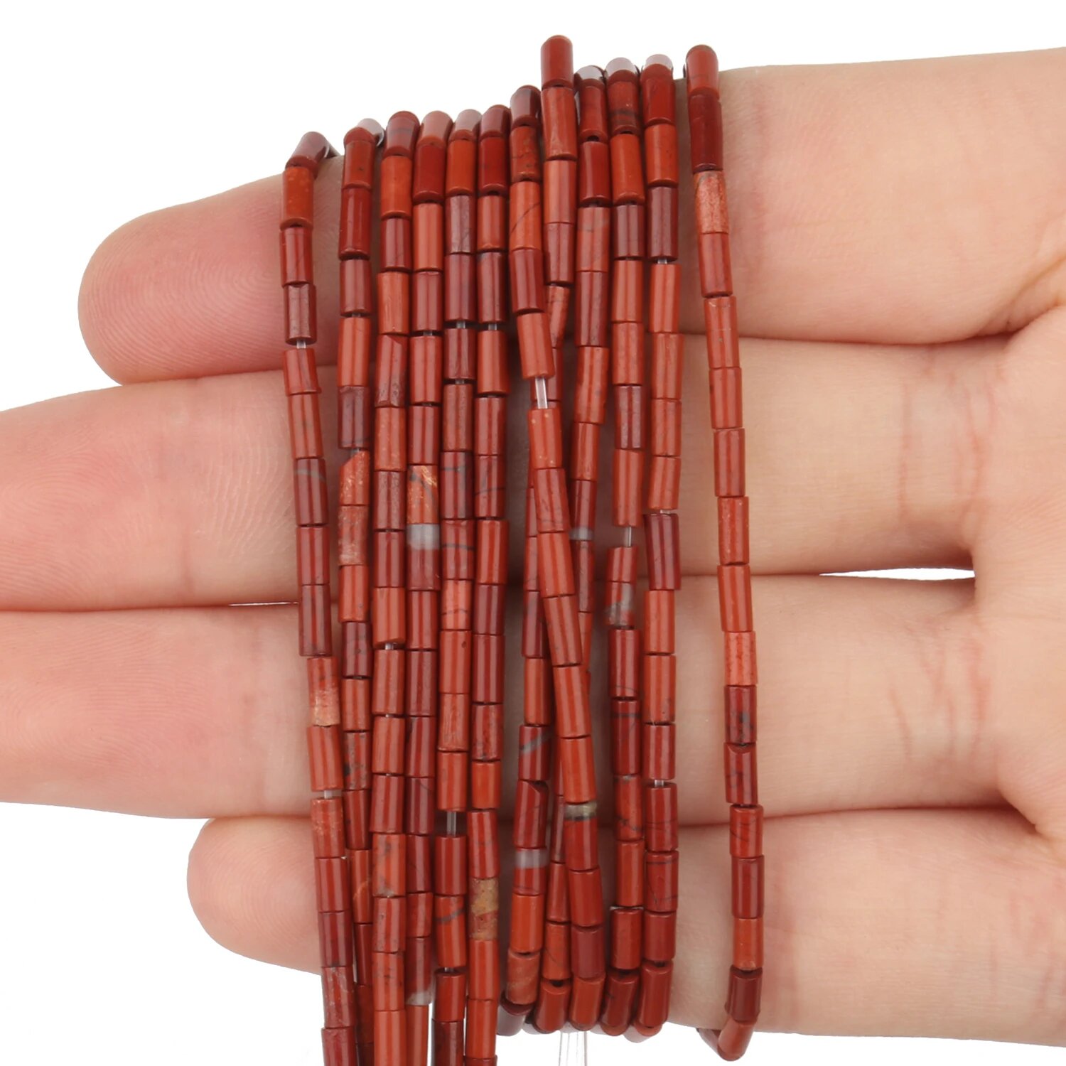 Бусины из красного яшмы, 82 шт