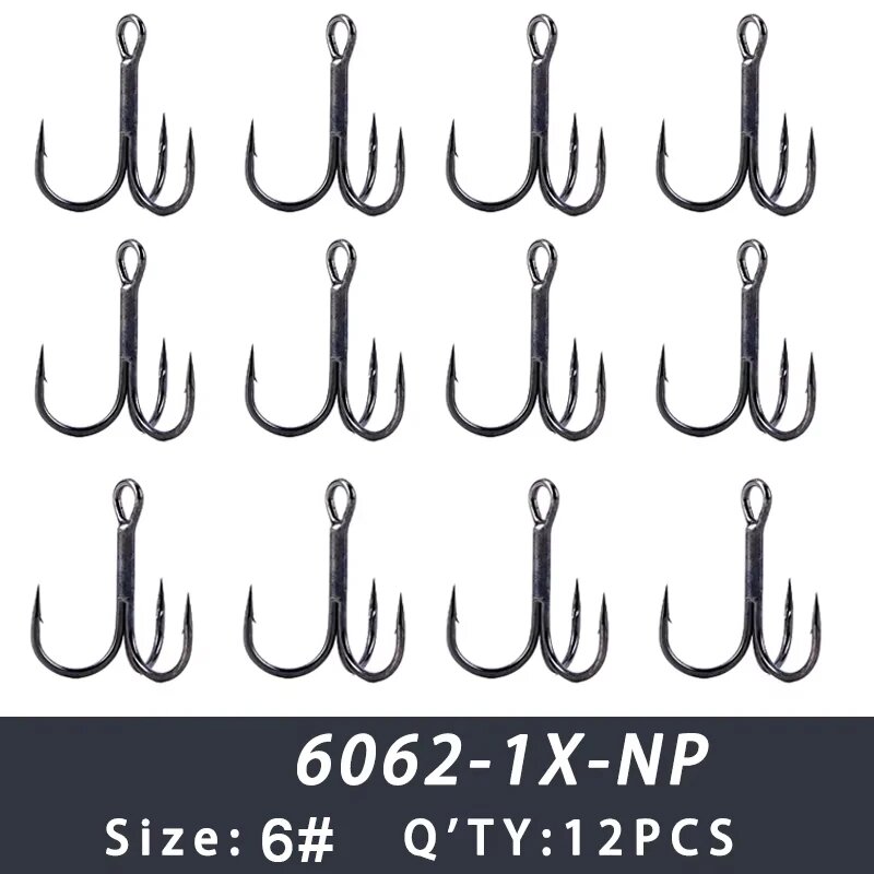 TAKEDO Тройные рыболовные крючки черный никель 1#-12# Серый, 6