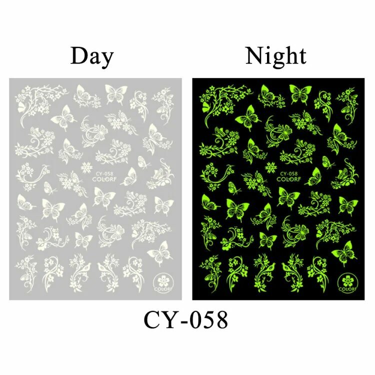1 шт. светящиеся новогодние наклейки для дизайна ногтей на Хэллоуин, светящиеся 3D клейкие слайдеры, рождественские наклейки для маникюра, украшения LACY046-054