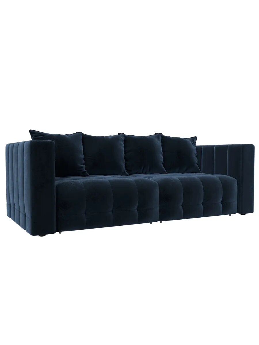 Диван прямой Лига-052 НПБ, 4-местный, размер: 226х104см, спальное место: 160х192см, велюр TOWER 13, синий