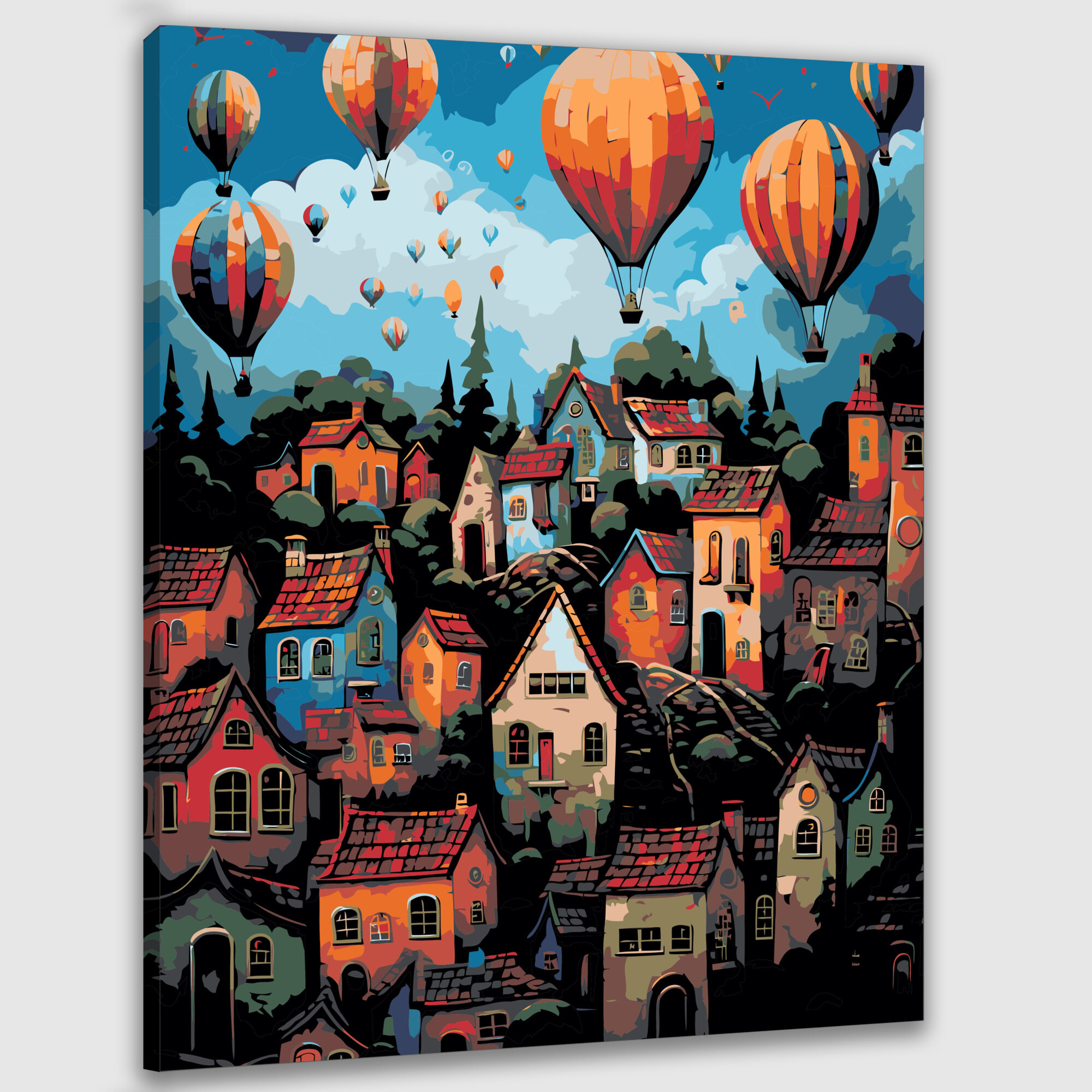 Картина по номерам 40x50 см, картина, масло, деревня, ретро, воображение, причудливые элементы, фантастические элементы