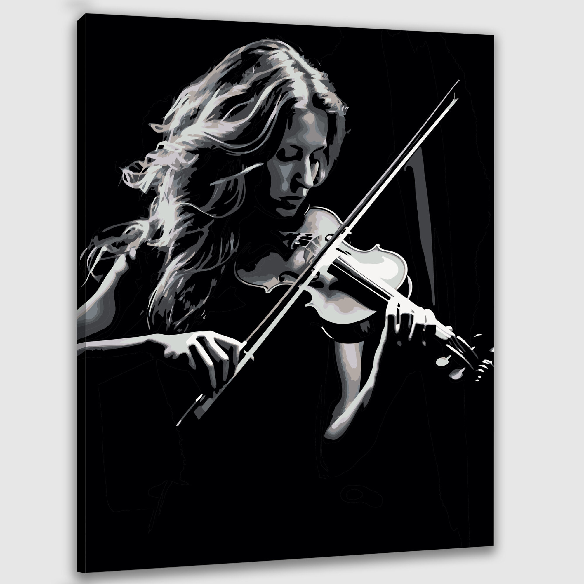 Картина по номерам 40x50 см, скрипач, музыка, страсть, глаза закрыты, блаженство, смычок, струны, Canon