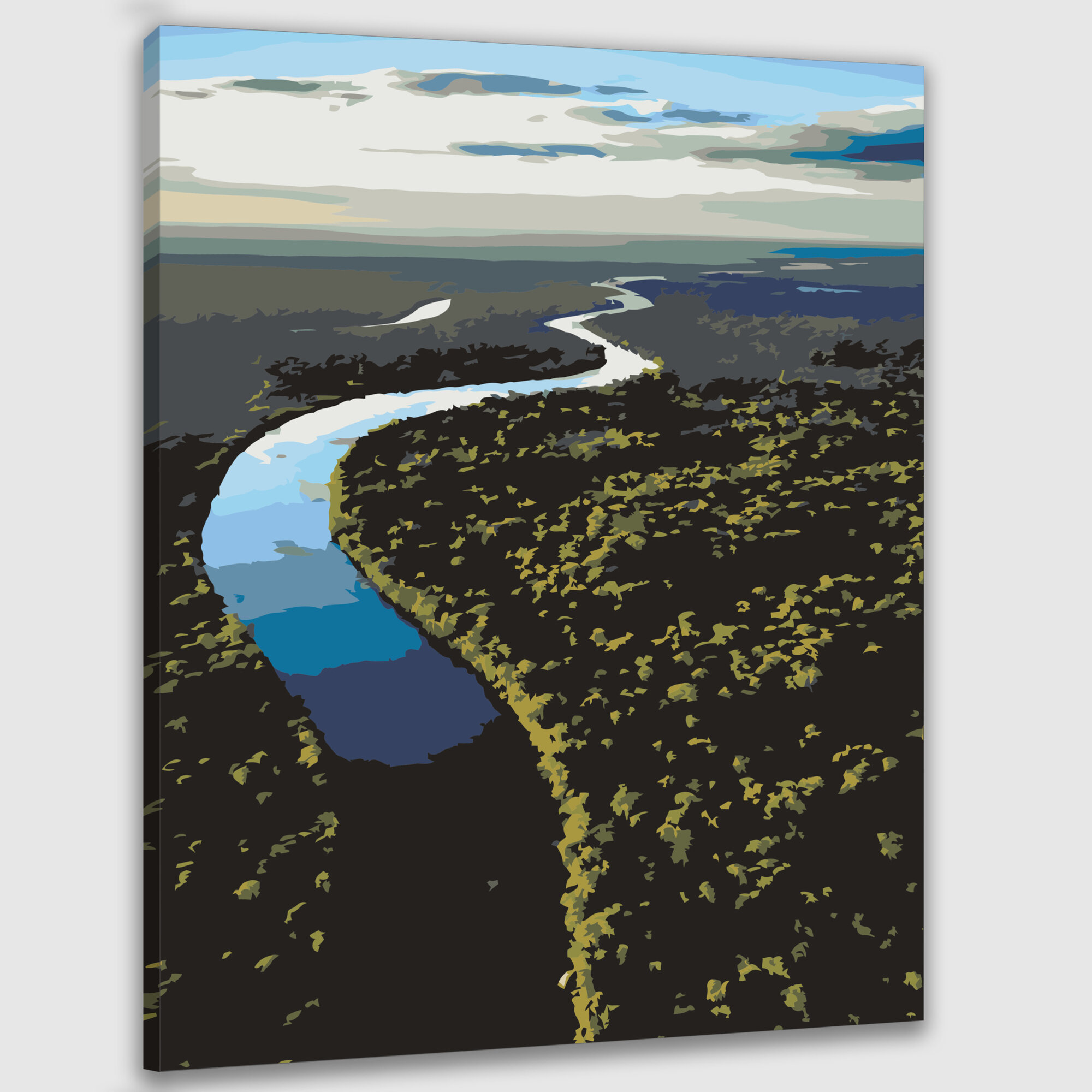 Картина по номерам 40x50 см, аэрофотосъемка, тропические леса, Амазонка, бескрайние просторы, зеленый полог