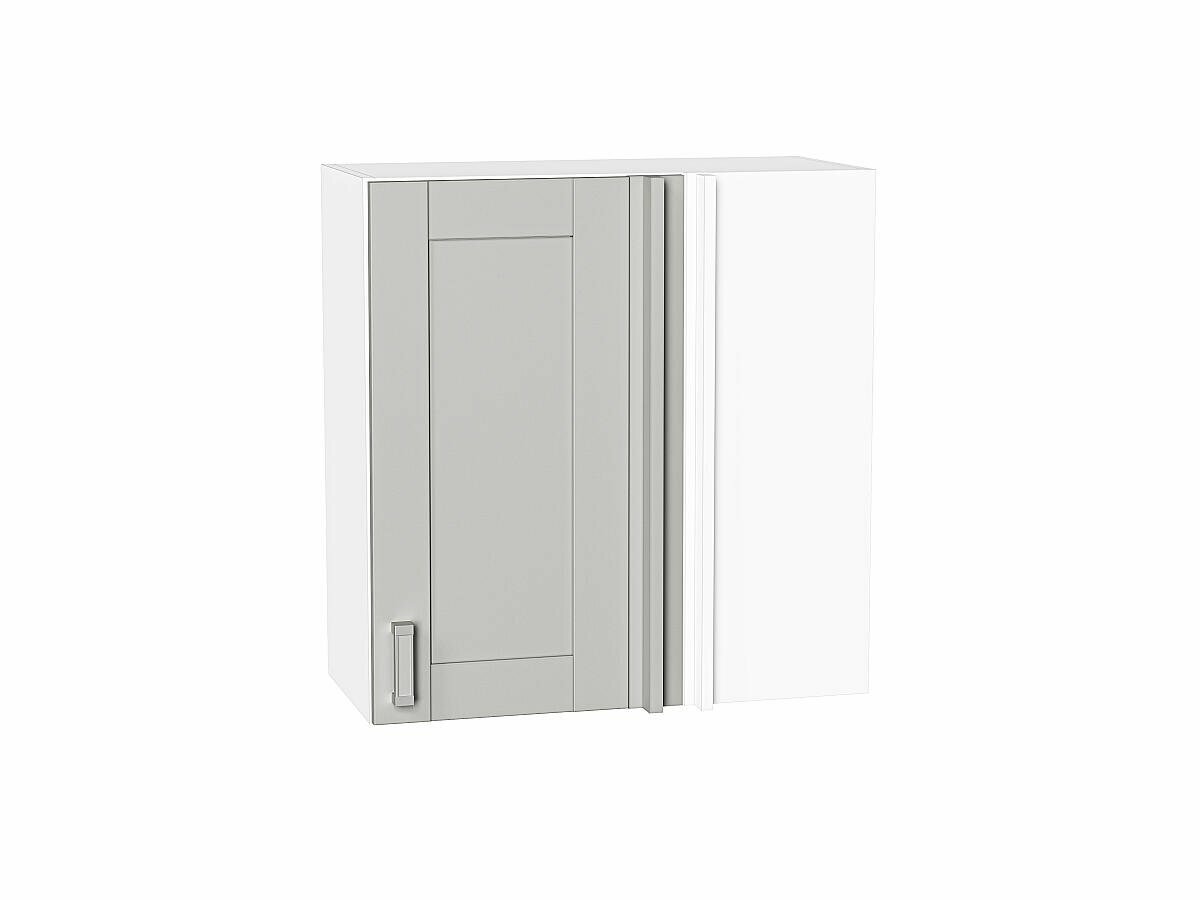 Шкаф верхний прямой угловой Лофт, цвет фасада Grey Silk, цвет каркаса Белый, 716*700*345 мм