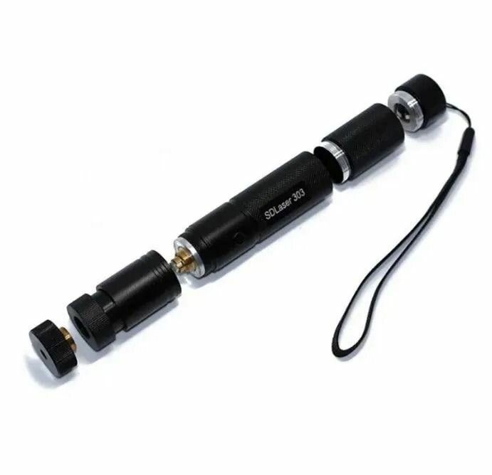 Зеленая лазерная указка SD-5-1 мощная, обжигающая на аккумуляторе с насадками, диммером/ Зеленый луч для учителя, презентаций, конференций / Лазер для подачи сигнала и туризма