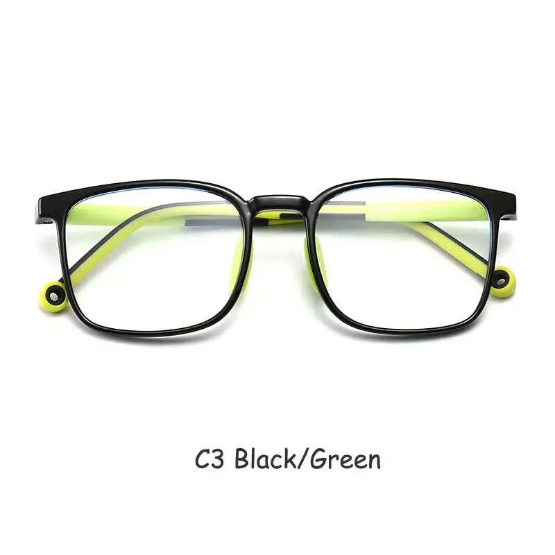 Детские голубые квадратные очки WESHION 3, Зеленый