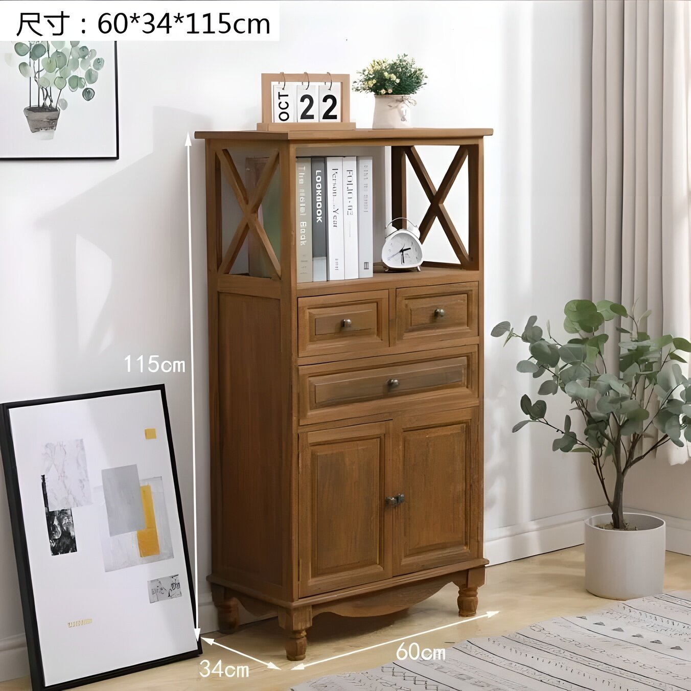 Буфет，Ретро, гостиная, спальня, массив дерева, комод， 60х34х115 см