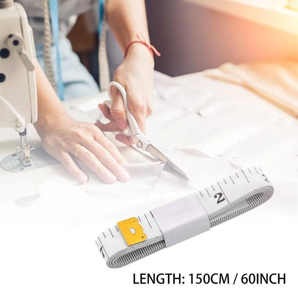 Измерительная лента для тела, портновская рулетка 150 см (60 дюймов), двусторонняя шкала см/дюймы, мягкая плоская швейная лента с металлическим корпусом для шитья и подбора размеров