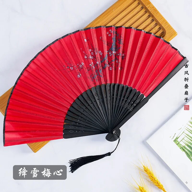 Hanfu женский танцевальный веер Cheongsam, складной веер, древний китайский стиль, танцевальный детский студенческий летний складной маленький веер