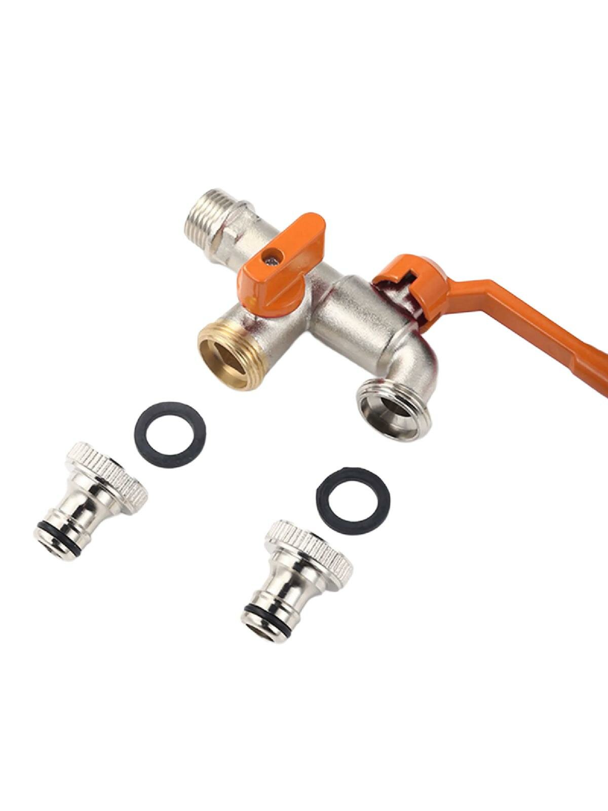 Двойной садовый кран из латуни с 1/2-дюймовым впускным и 3/4-дюймовым выпускным двойным краном