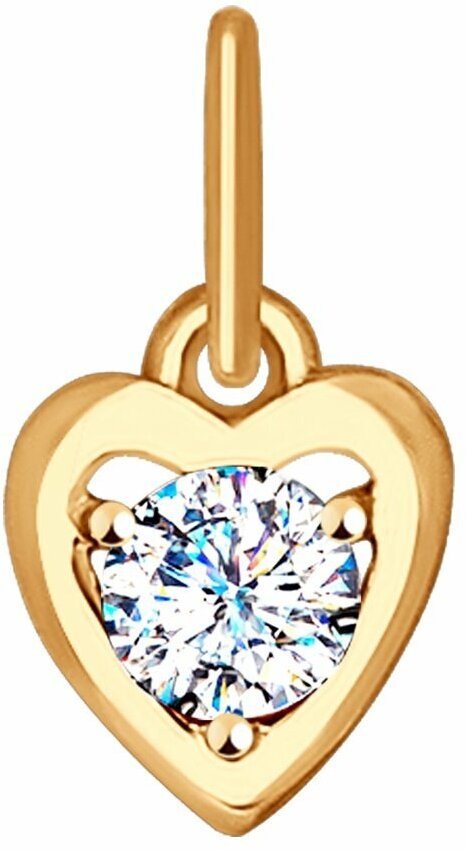 Подвеска, красное золото, 585 проба, фианит