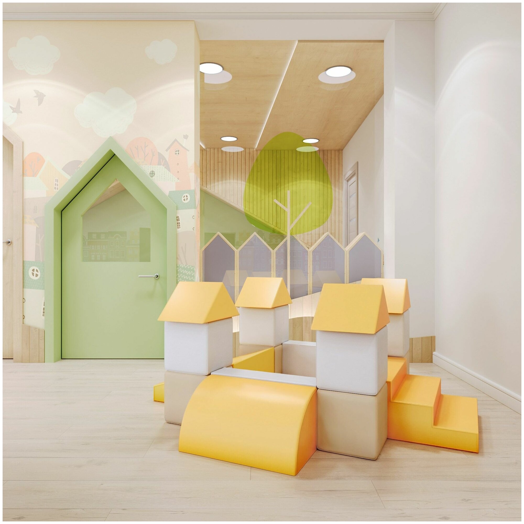 Игровой комплекс Romana "Форт", от 3 лет, бежевый/желтый/серый, 150x125x71 см