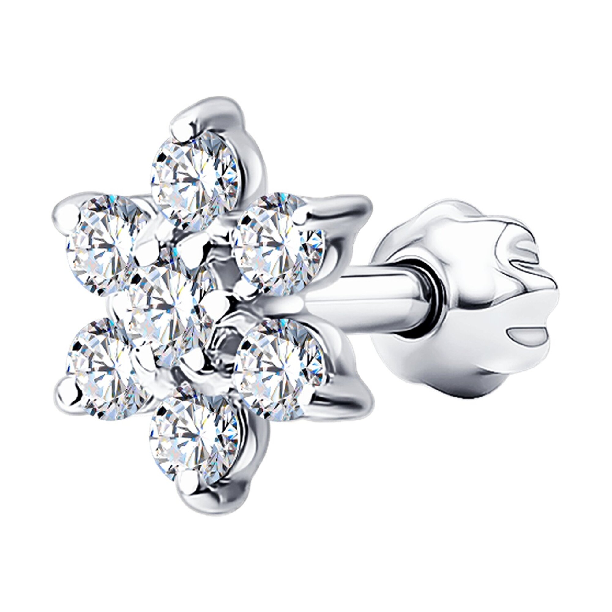 Моносерьга Diamant online, белое золото, 585 проба, фианит