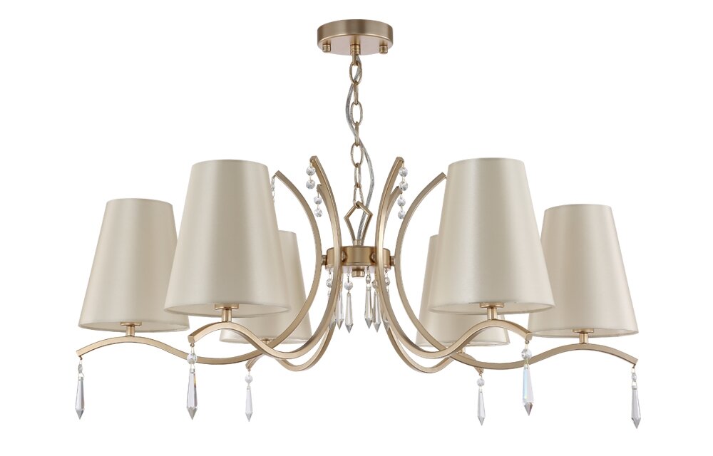 Подвесная люстра Crystal Lux RENATA SP6 GOLD, цоколь Е14, бежевая