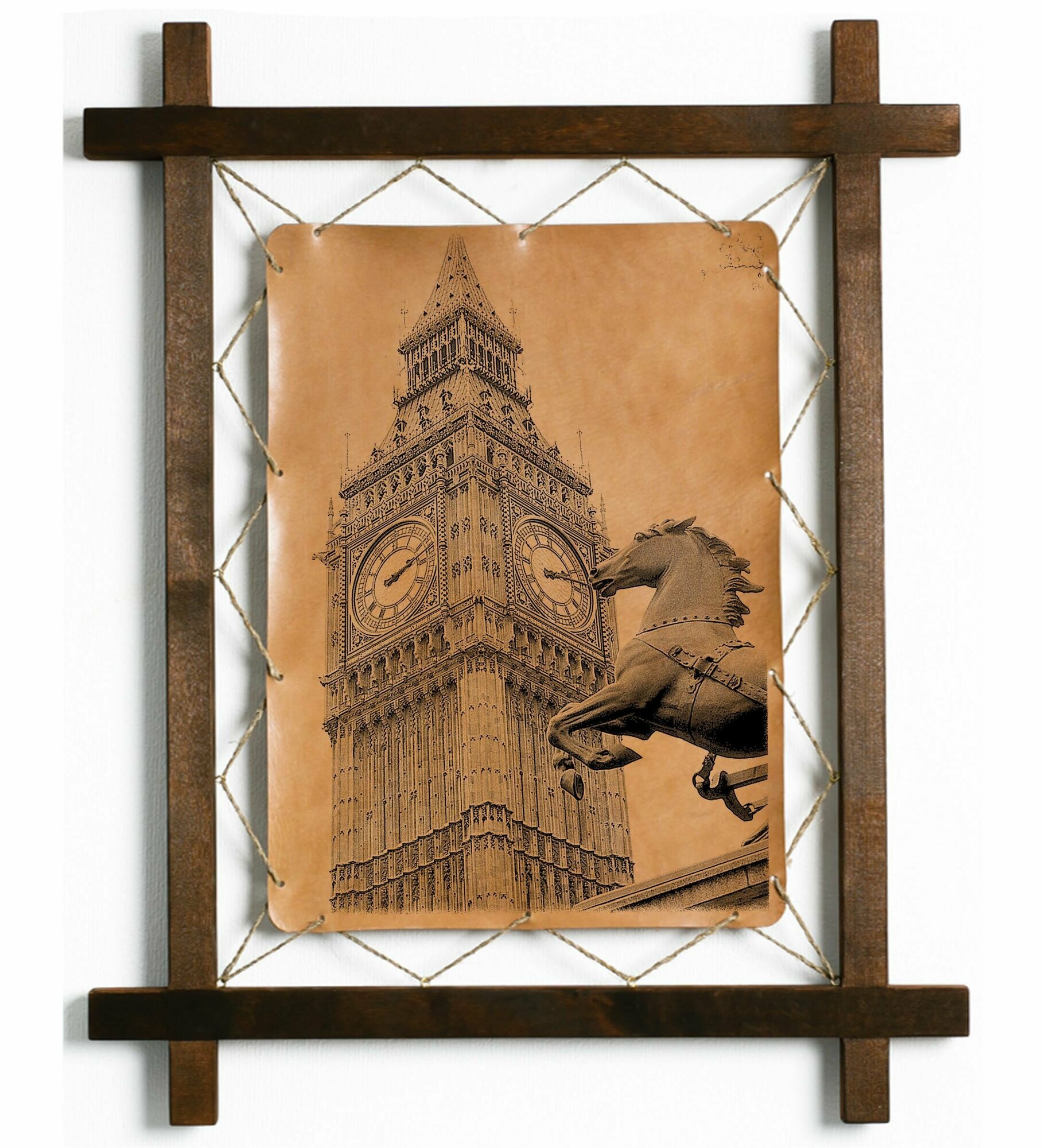 Картина интерьерная из кожи "Биг Бен", BoomGift