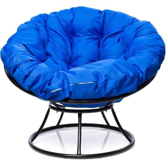 Садовое кресло M-group Папасан без ротанга черное + синяя подушка