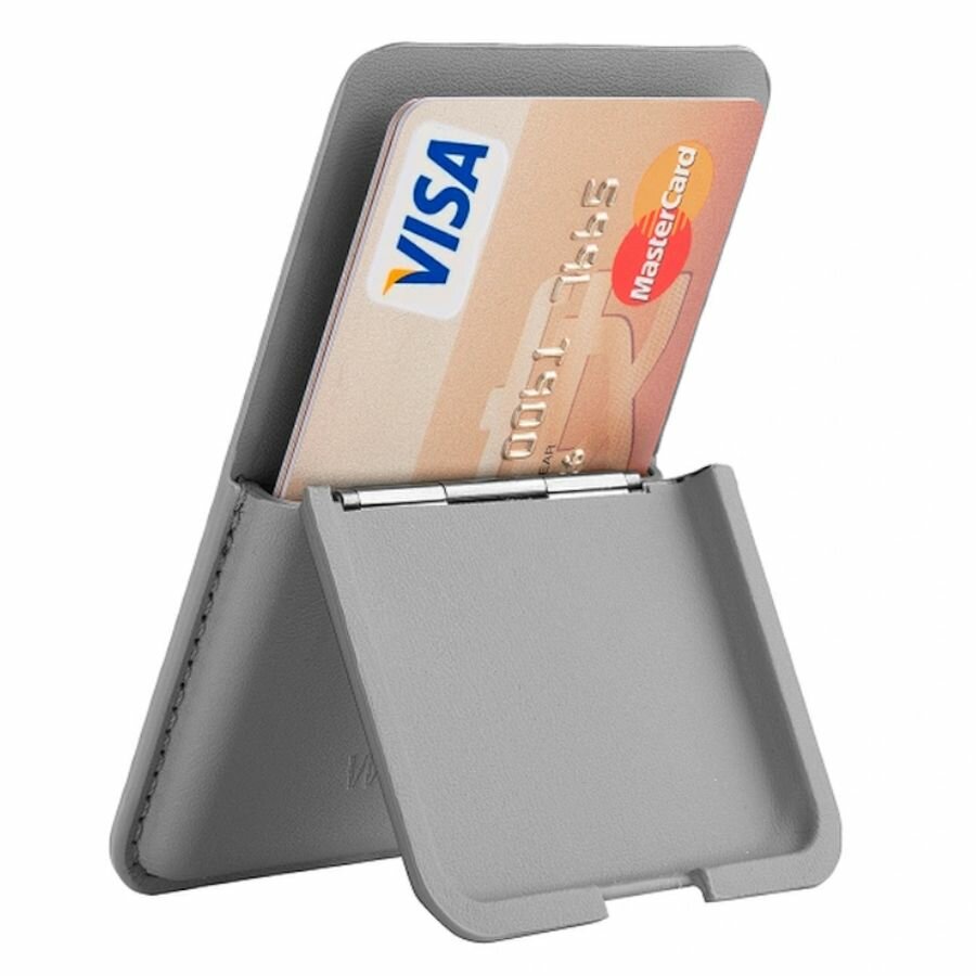 Чехол магнитный для пластиковых карт WiWU Mag Wallet MW-001, с функцией подставки для смартфонов, серый