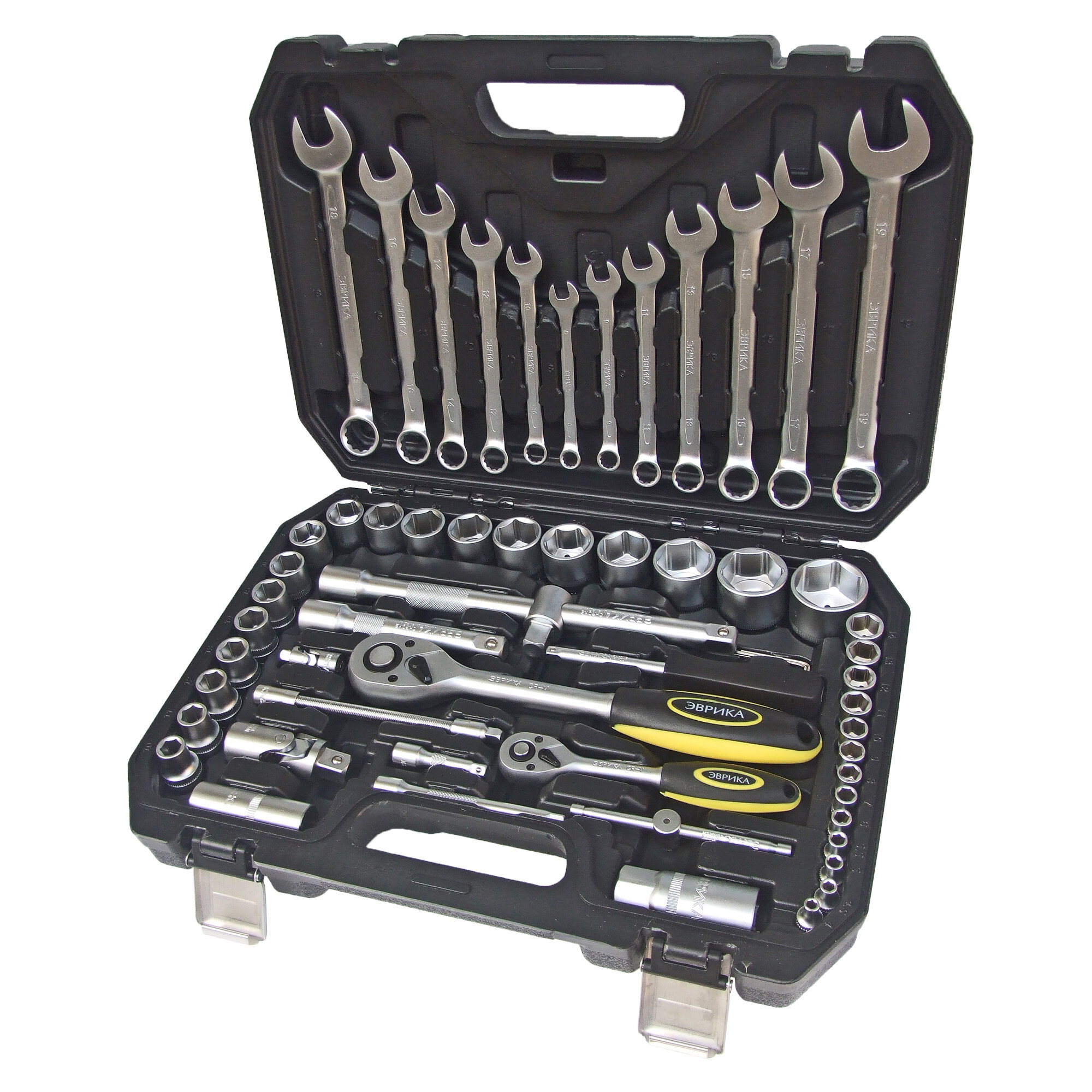 Набор инструмента ER-80061 1/4"&1/2"DR 6-гранный 61 предмет эврика 1/3 ЭврикаER-80061