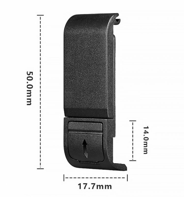 Крышка аккумуляторного отсека, для GoPro HERO 9-13, пластик, чёрная, с отверстием под USB Type-C